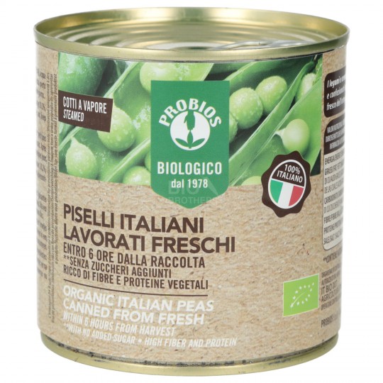 Piselli italiani biologici cotti in scatola di latta lavorati freschi ...